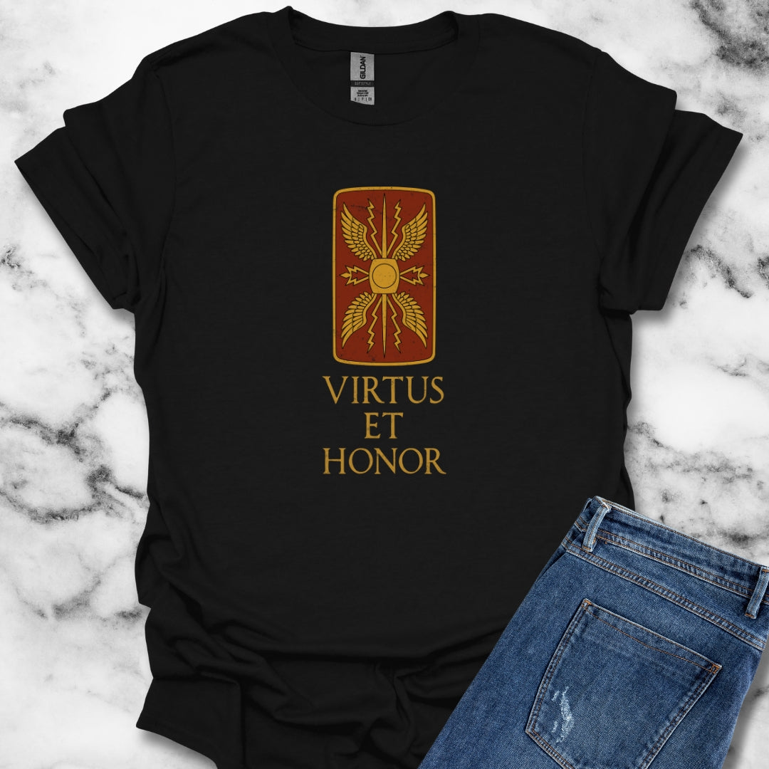 Virtus et Honor Scutum Ancient Rome T-Shirt – Echos of Antiquity